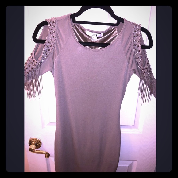 Forever 21 | Tops | Tan Shoulderless Dress With Beading | Poshmark